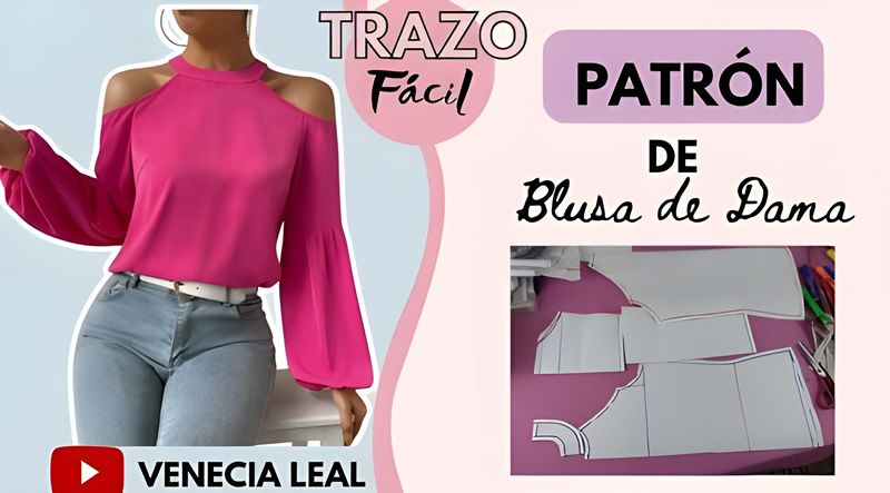 Patrón de blusa con cuello halter para mujer - Patrones gratis 🧵